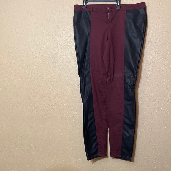 BONGO | Pants & Jumpsuits | Regular Burgundy And Leather Pants | Poshmark